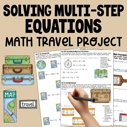 Solving Multi-Step Equations Project - Travel Activity | 8.EE.C7 ...