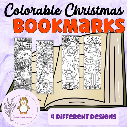 Christmas Bookmarks to Color