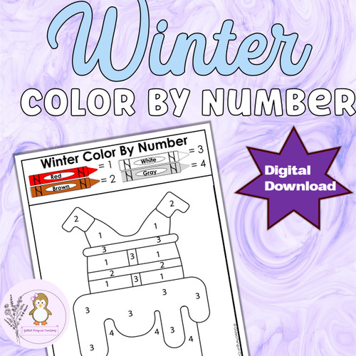 Christmas Color by Number Winter Kindergarten Activity