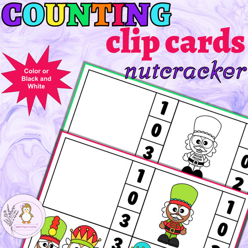 Christmas Counting Clip Cards Nutcracker Learn Numbers 0 to 10 Counting ...