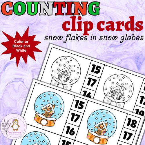 Christmas Counting Clip Cards Snow Globes Learn Numbers 0 to 20 ...