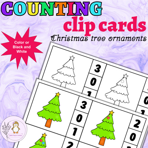 Christmas Counting Clip Cards Tree Ornaments Learn Number 0 to 10 ...
