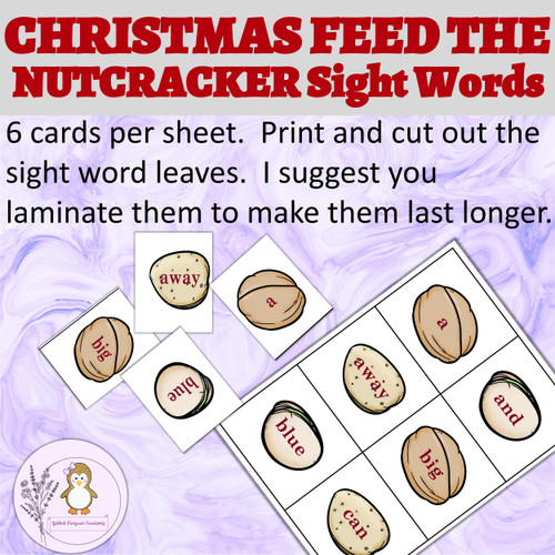 Christmas Feed The Nutcracker Dolch Pre-K Sight Word Game with 40 Words