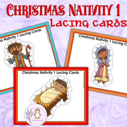 Christmas Nativity Lacing Cards 1 Activity for Early Elementary
