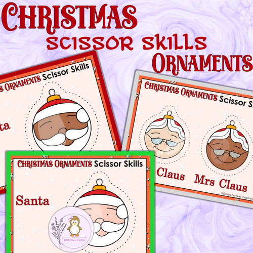 Christmas Ornament Scissor Skills, Activity Scissor Cutting Practice ...