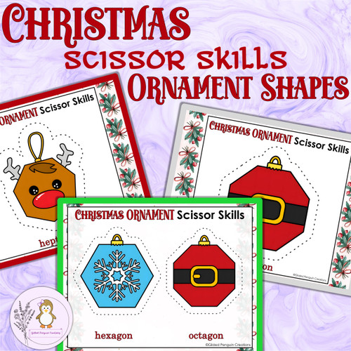 Christmas Ornament Scissor Skills Activity Shapes Cutting Practice ...