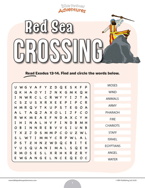 Red Sea crossing word search puzzle