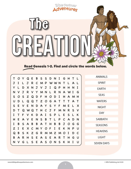 The Creation word search puzzle