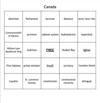 "Canada" Bingo set for a Middle School Geography Course - Amped Up Learning