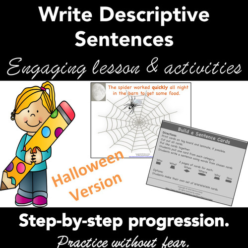 Writing Descriptive Sentences: PPT Lesson Plan Activity - HALLOWEEN ...