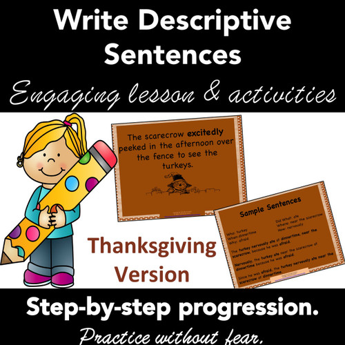 Writing Descriptive Sentences: PPT Lesson Plan & Activity. THANKSGIVING ...