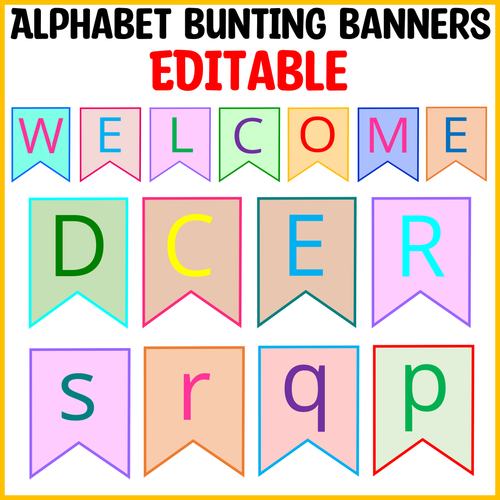 Printable Bulletin Board Bunting Banners, Boho Alphabets Bunting ...