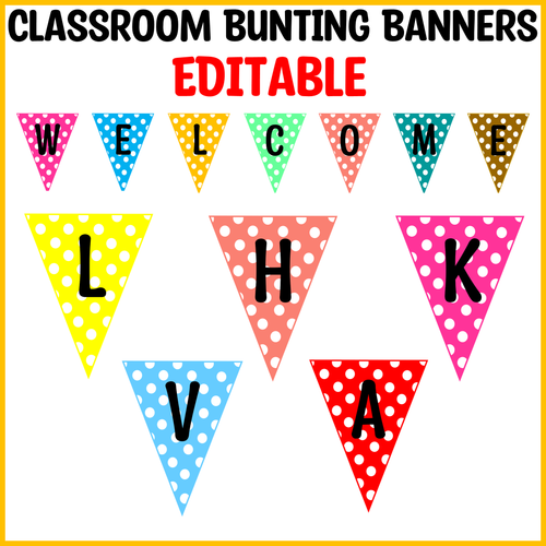 Printable Polka Dots Bunting Banners, Bright Classroom Bunting Banners ...