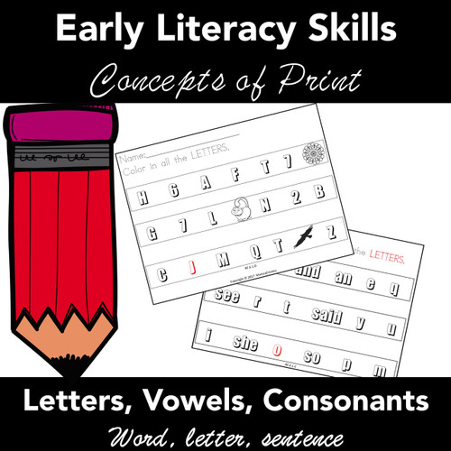 Concepts of Print - Early Literacy -Letters, Consonants,Vowels - Diff ...
