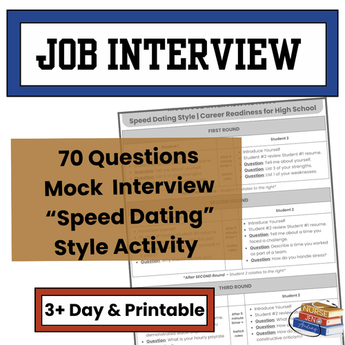 Mock Job Interview Activity | Speed Dating Style | Career Readiness | CTE