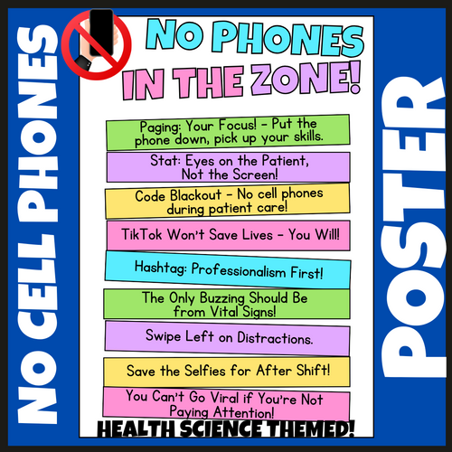 Health Science No Cell Phone Zone Poster – Stay Focused, Stay ...