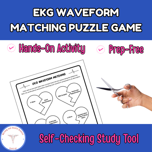 EKG Waveform Matching Puzzle – Hands-On Exam Prep Health Science Activity