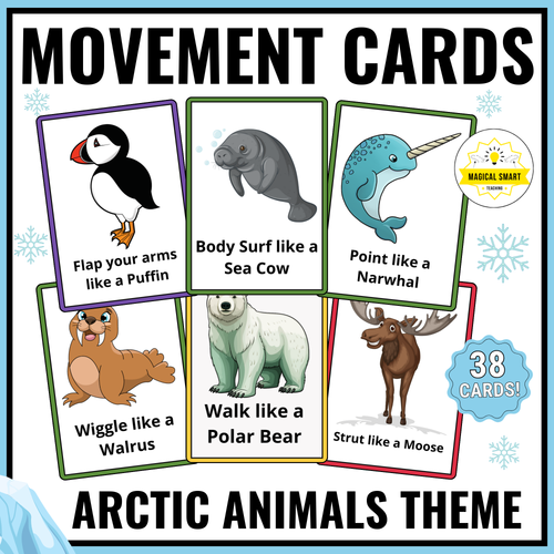 Winter Arctic Animals Movement Cards / Brain Break - Gross Motor Skill ...