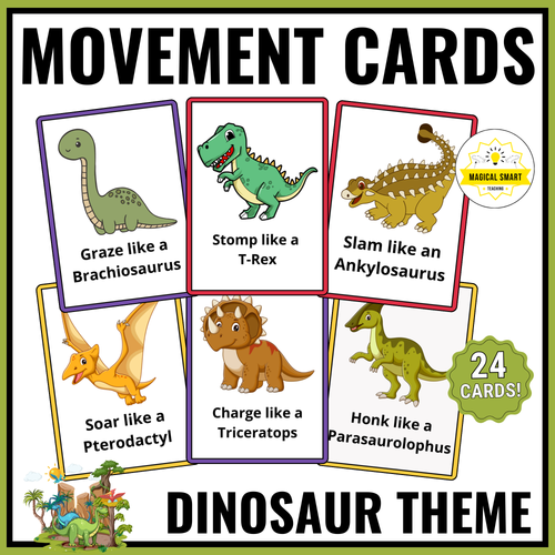 Dinosaur Movement Cards / Brain Break - Gross Motor Skill Transition ...