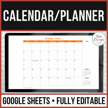 Academic Monthly Digital Calendar or Planner 2025-2026 & 24-25 Sheets ...