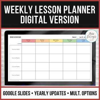 Weekly Lesson Planner Digital Multiple Preps for Google Slides 2025-2026