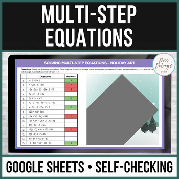Solving Multi-Step Equations Winter Holiday Art Self Checking for ...