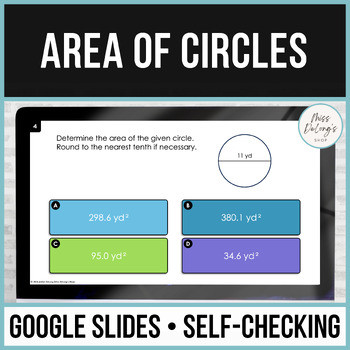 Area of Circles Self Checking Digital Activity for Google Slides