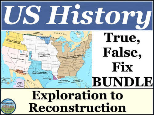 US History True False Fix Review Game Bundle Exploration through ...