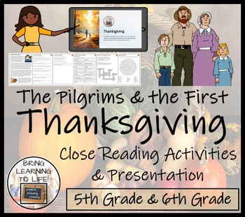 he Pilgrims & First Thanksgiving Close Reading Comprehension | 5th ...