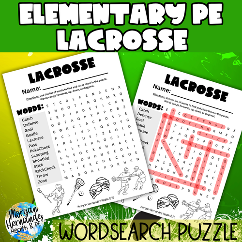 Elementary PE Lacrosse Wordsearch