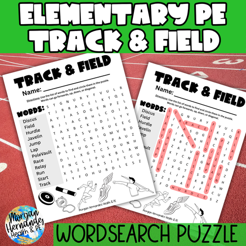 Elementary PE Track and Field Wordsearch