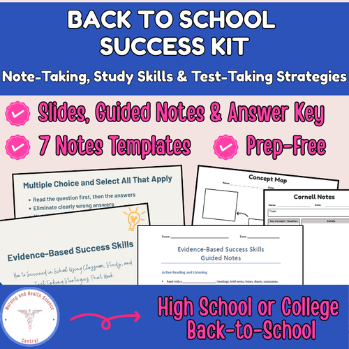 Back to School Success Kit: Note-Taking, Study Skills & Test-Taking ...