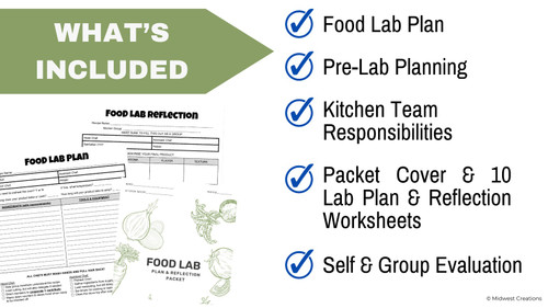 Food Lab Plan & Reflection Worksheet | Culinary & Kitchen Organization ...