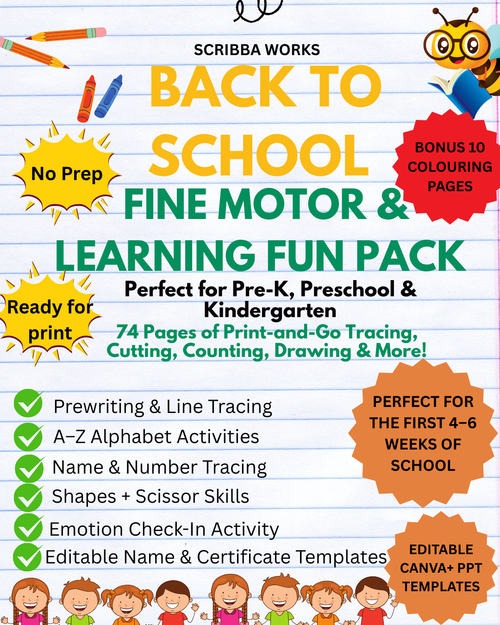 Back to School Fine Motor & Learning Fun Pack – 74‑Page No‑Prep ...