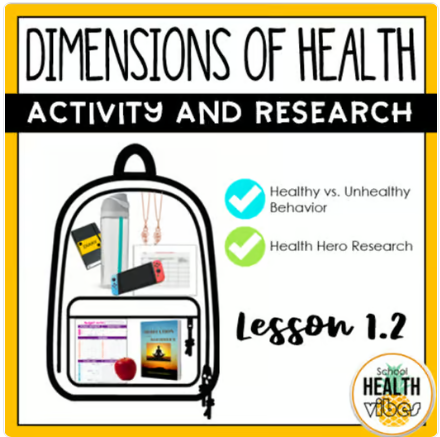 8 Dimensions of Health Activity for Middle & High School Teens