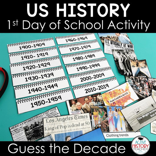 1st Day of School Activity US History Class Introduction Activity Back ...