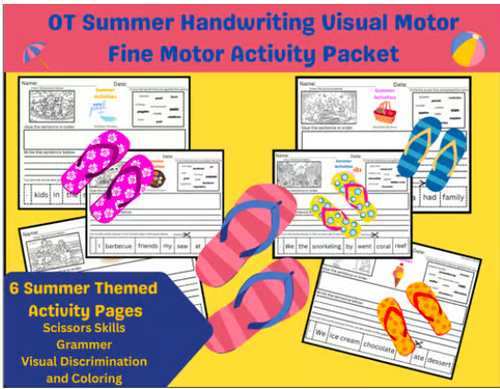 OT Summer Handwriting Visual Motor Fine Motor Activity Packet