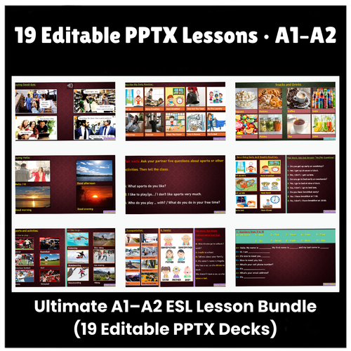 Ultimate A1–A2 ESL Curriculum (19 PPTX) | ESL by Ahmed