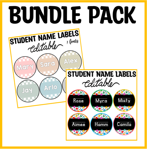 Printable Boho Neutral Name Labels, Round Student Nametags Bundle Pack ...
