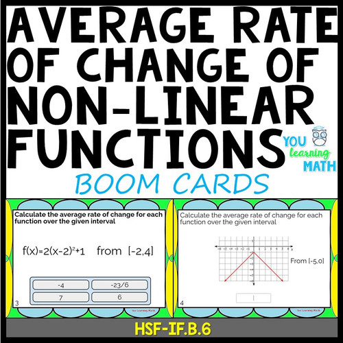 Average Rate of Change of Non-Linear Functions : BOOM Cards- 20 ...