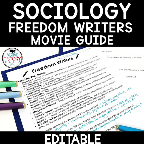 Sociology Freedom Writers Movie Guide No Prep Video Guide Sub Plans ...