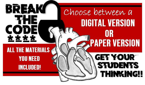 Break the Code: Heart Edition! Printed OR Virtual Game - Amped Up Learning