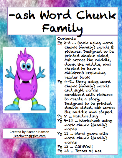 Ash Word chunk Family - Amped Up Learning