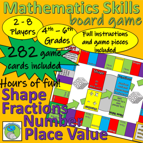 Mathematic Skills Board Game (4 ops, shape, fractions, place value ...