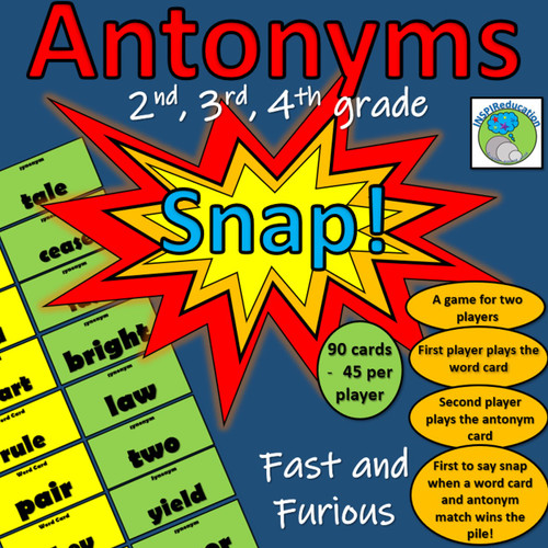 Antonyms/Opposites - SNAP! 90 cards - 45 pairs of words, Fast, Furious ...