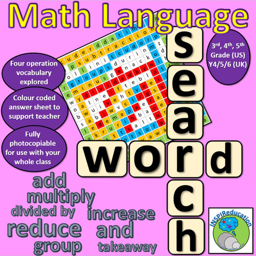 Four Operation Vocabulary Word Search - Learn the key words to support ...