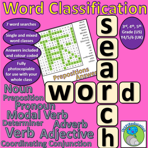 Word Classifications - 7 Word Searches exploring different word ...