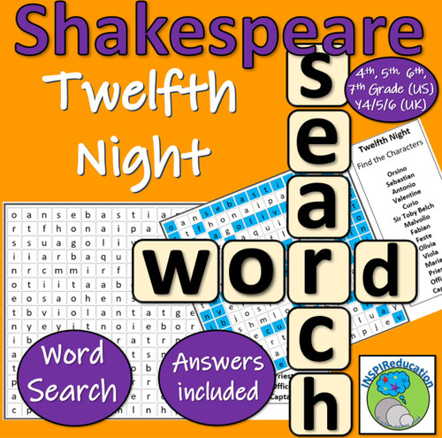 William Shakespeare - Twelfth Night (Character Wordsearch) - Amped Up ...