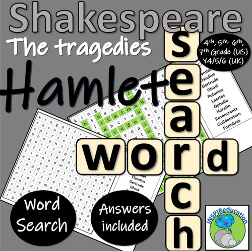 William Shakespeare Tragedies - Hamlet (Character Wordsearch) - Amped ...