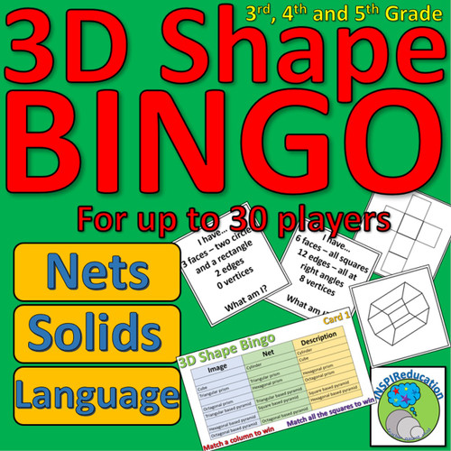 3D Shape Bingo, Images of shapes, nets and descriptions for up to 30 ...